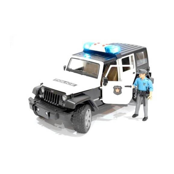 Köp Bruder Leksak Polisbil Jeep Wrangler med Polis