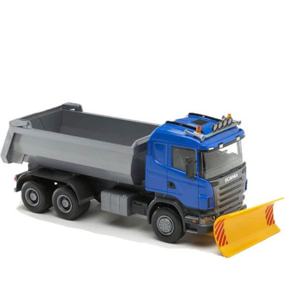 Köp Leksakslastbil Emek Scania G 490 Blå med Plog
